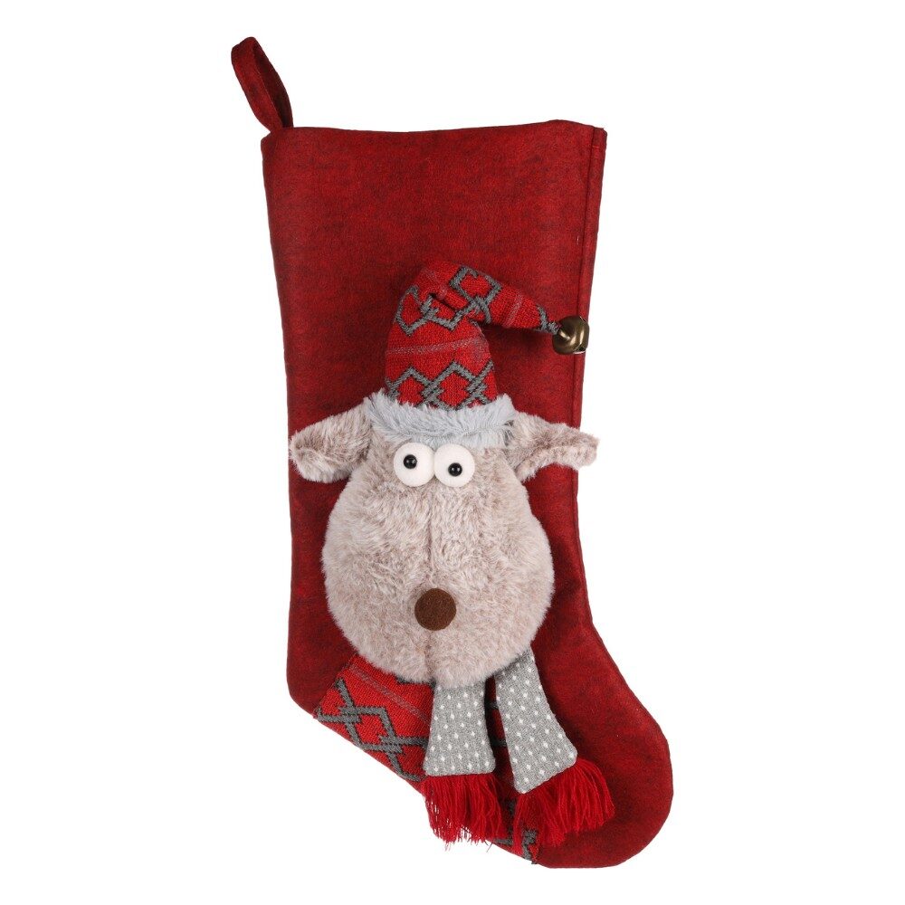 Kerstsok Hond Rendier Rood - BABOO