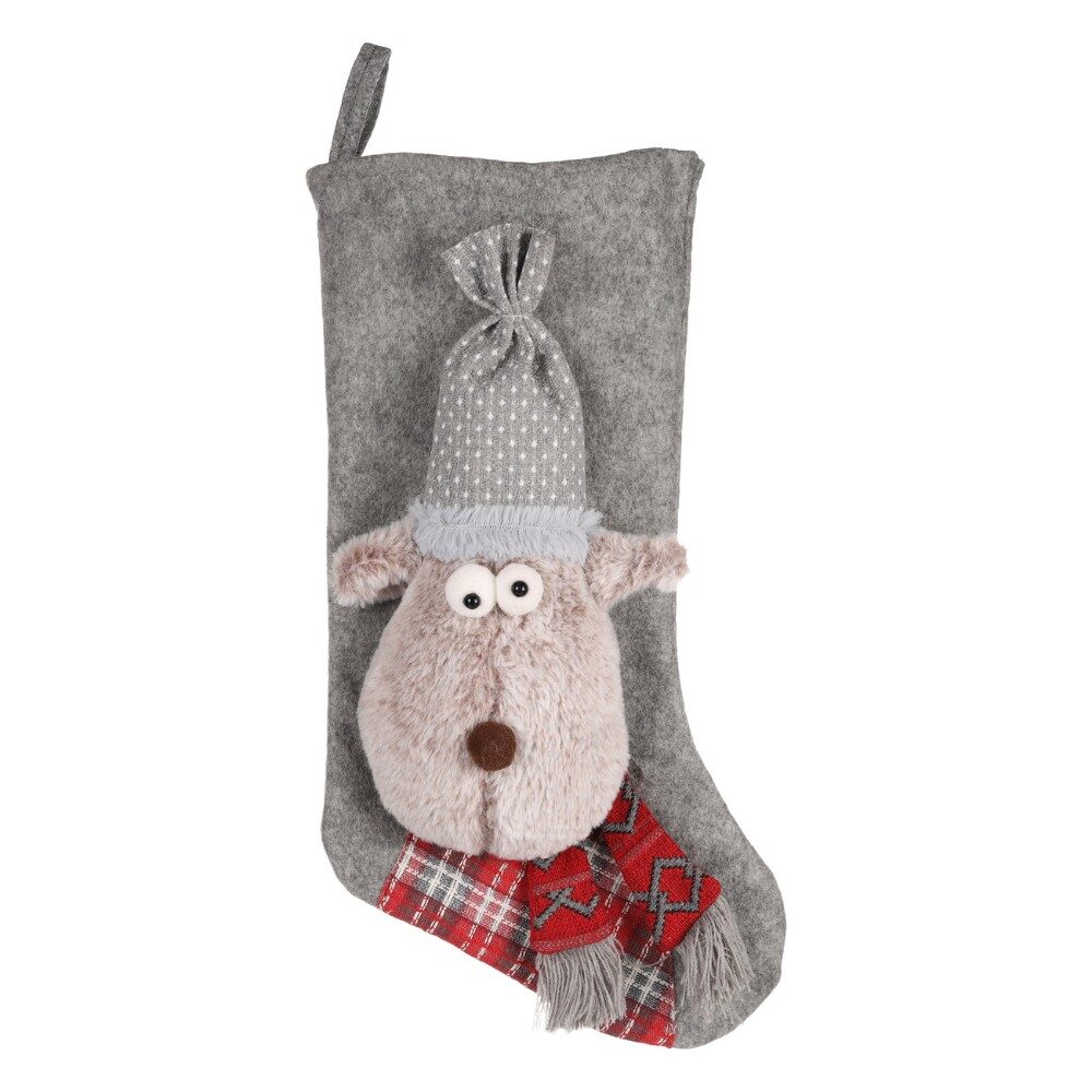 Kerstsok Hond Rendier Grijs - BABOO
